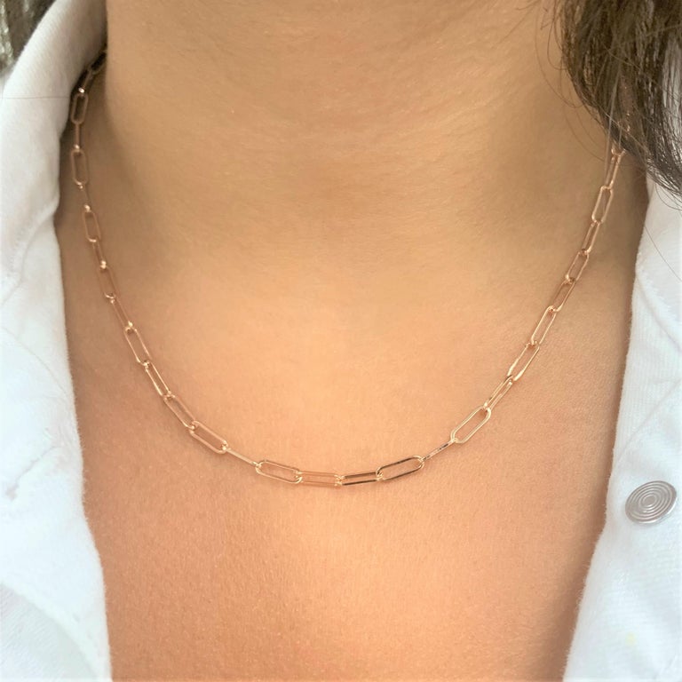 14 Karat Rose Gold Link Paperclip Chain Necklace - 18 inches, Made in ... 14 Karat Rose Gold Link Paperclip Chain Necklace - 18 inches, Made in ...