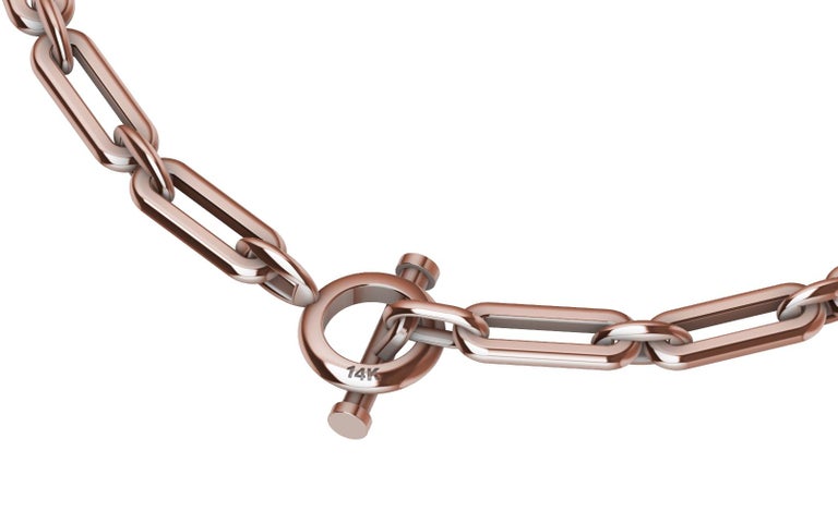 14 Karat Rose Gold Small Link Chain Necklace For Sale at 1stDibs