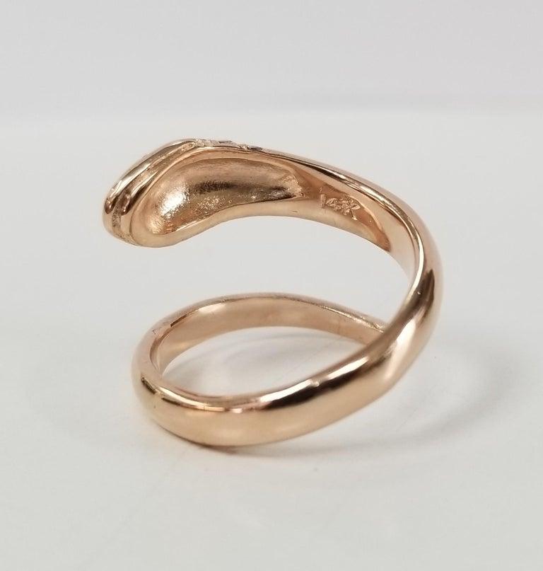 14 Karat Rose Gold "Snake" Diamond Ring For Sale at 1stDibs