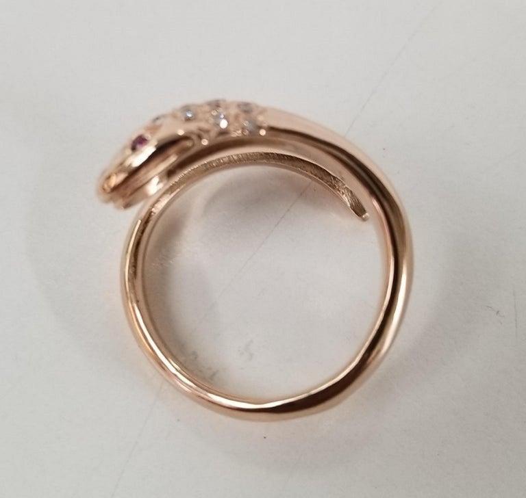 14 Karat Rose Gold "Snake" Diamond Ring For Sale at 1stDibs