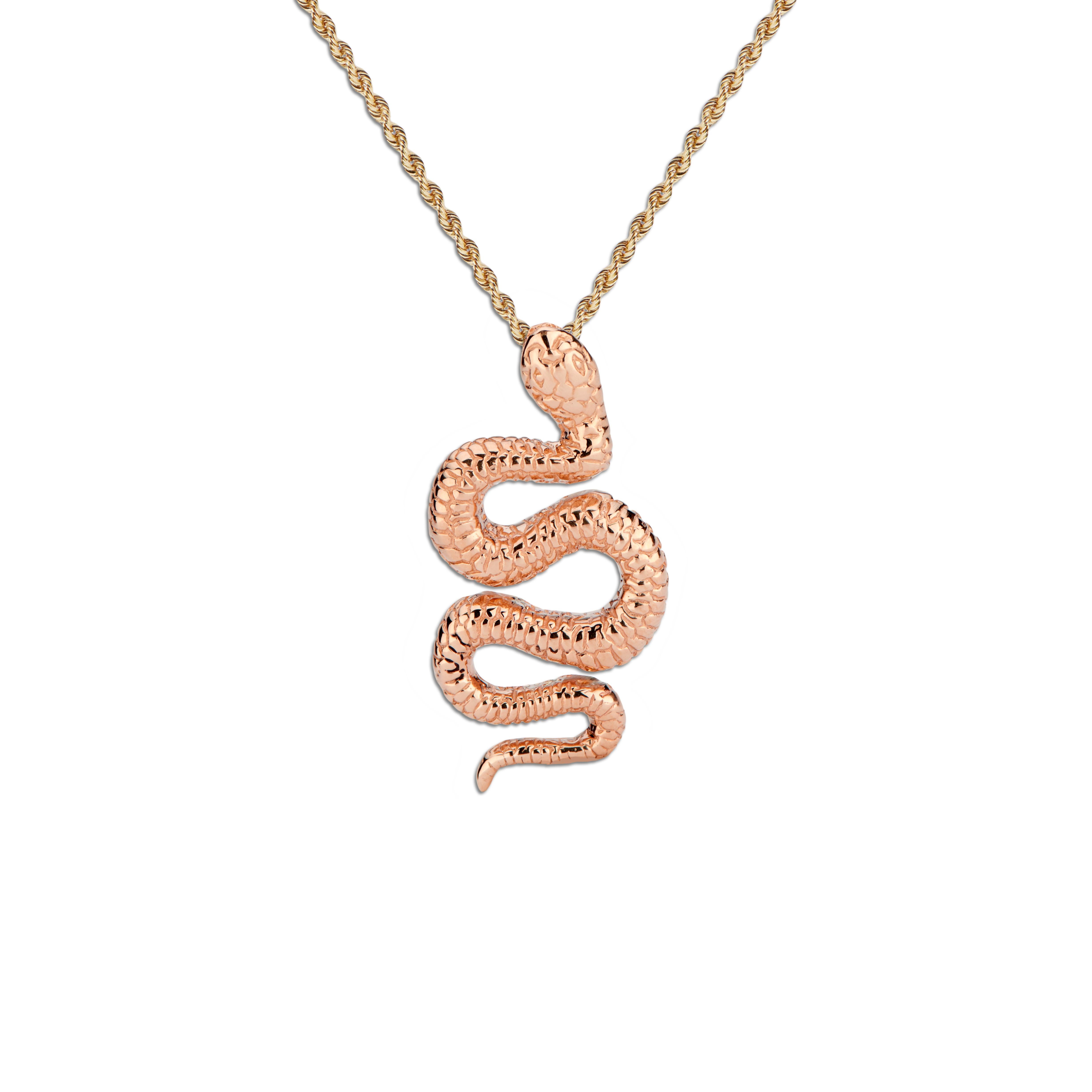 14 Karat Rose Gold Snake Pendant For Sale at 1stDibs