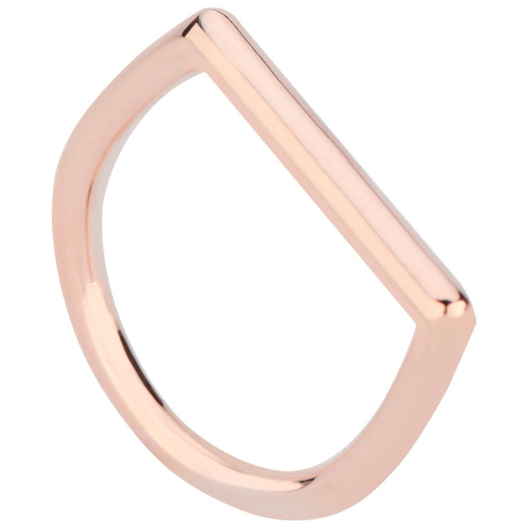 14 Karat Rose Gold Solid Stacking Square Ring For Sale at 1stDibs