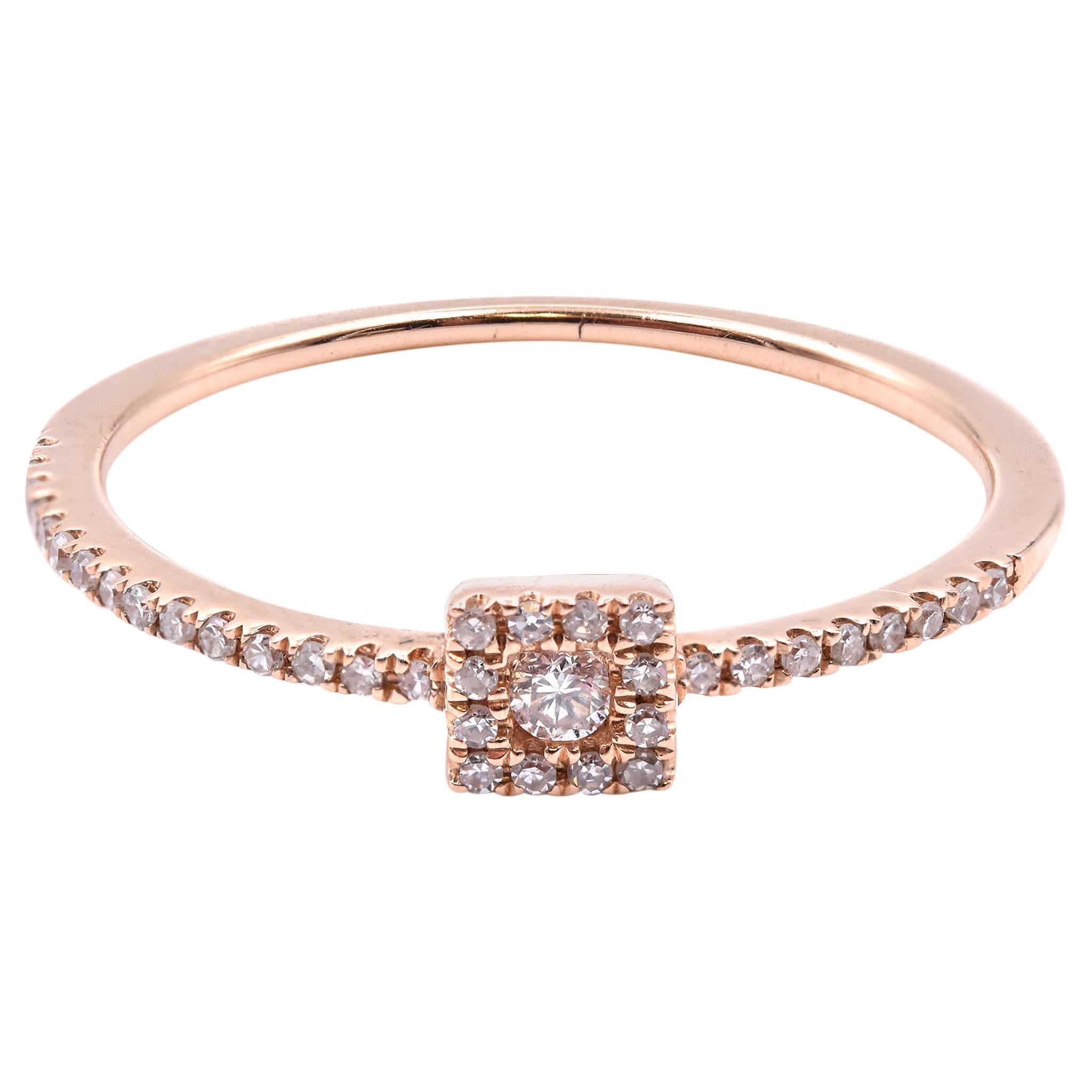 14 Karat Rose Gold Diamond Stackable Anniversary Ring For Sale at ...