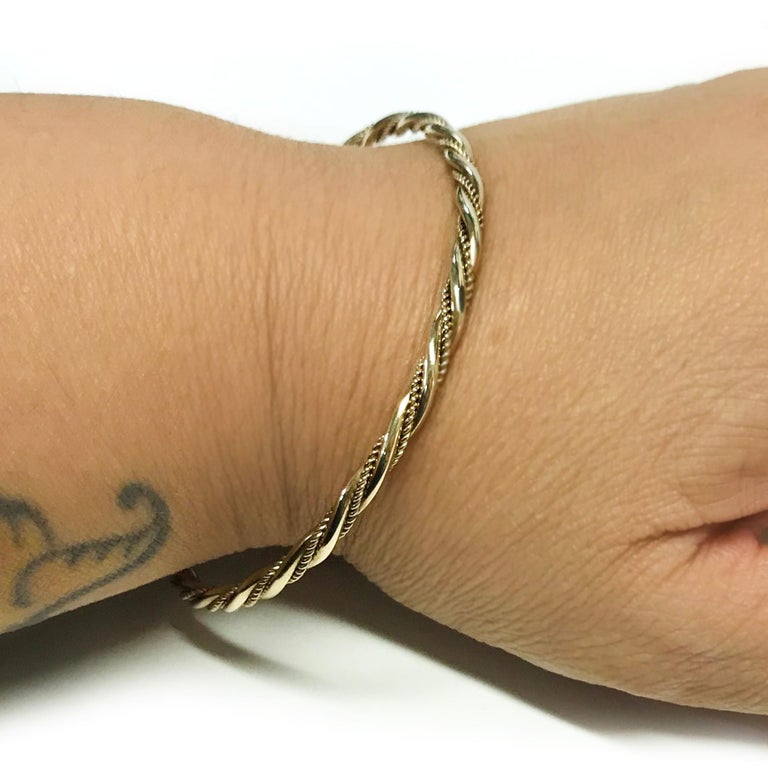Yellow Gold Twisted Bangle For Sale at 1stDibs
