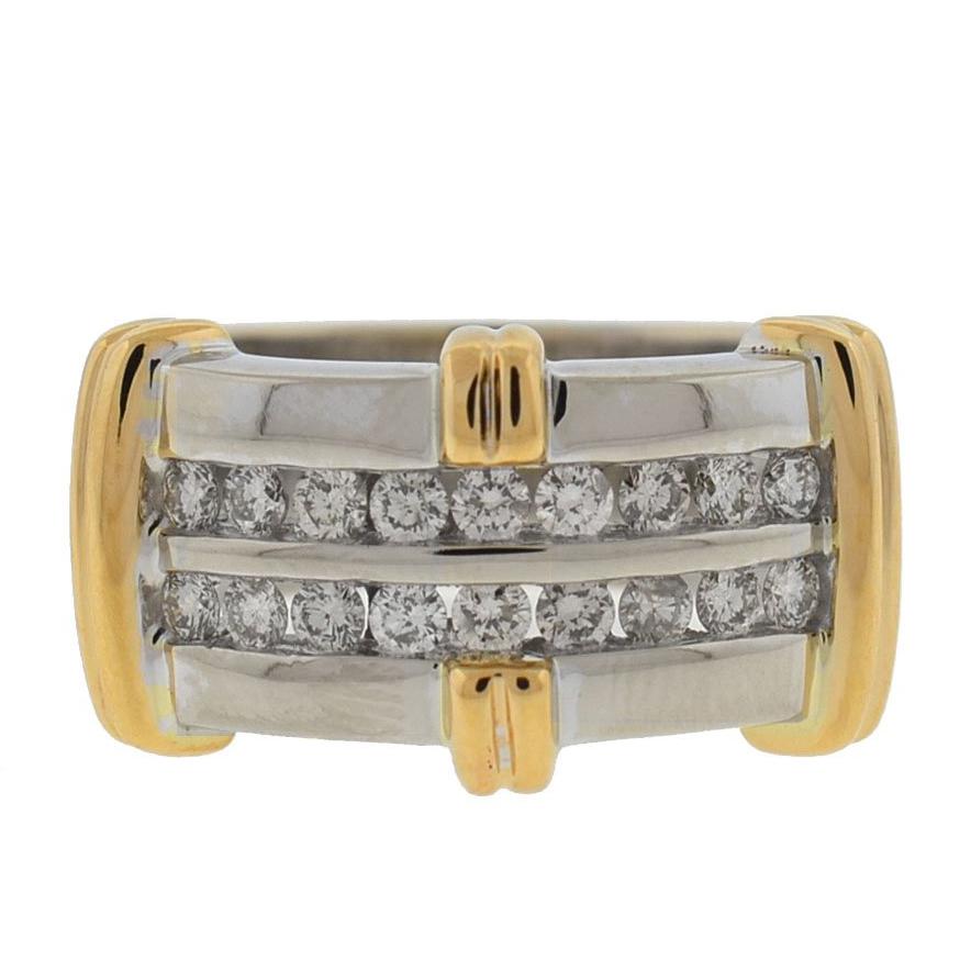 14 Karat Two-Tone Diamond Band .75 Carat For Sale at 1stDibs