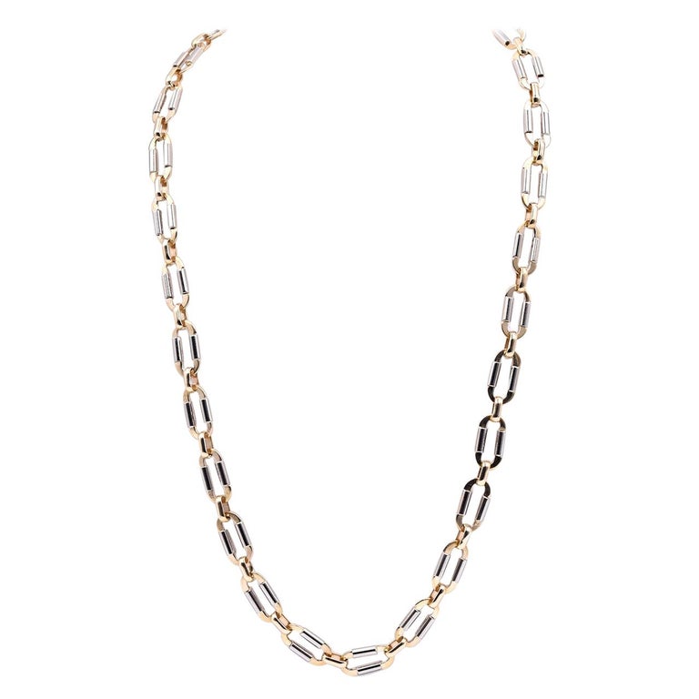 14 Karat Two Tone Paperclip Link Necklace at 1stDibs | two tone ...