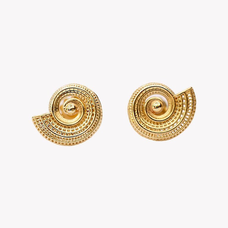 14 Karat Unique Small Statement Spiral Earrings Contemporary Fine ...
