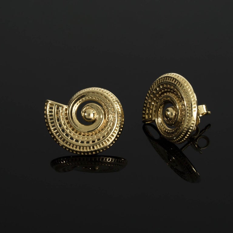14 Karat Unique Small Statement Spiral Earrings Contemporary Fine ...