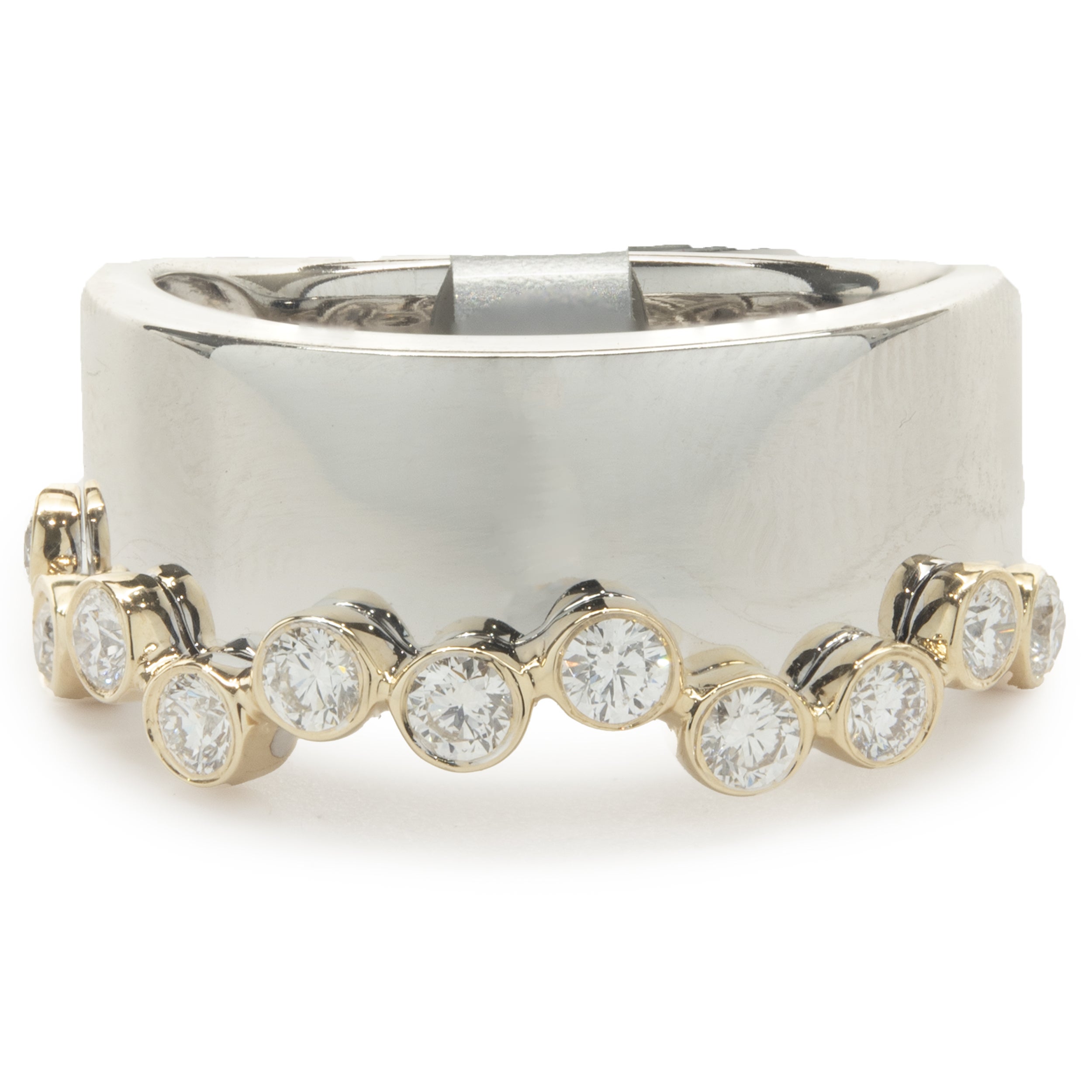 14 Karat Rose and Yellow Gold Bezel Set Diamond Dangle Band For Sale at ...
