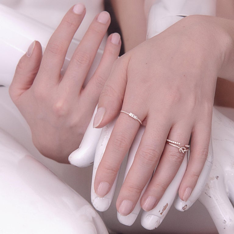 Customizable 14 Karat White Gold 0.155 Carat Round Diamond Open Band ...