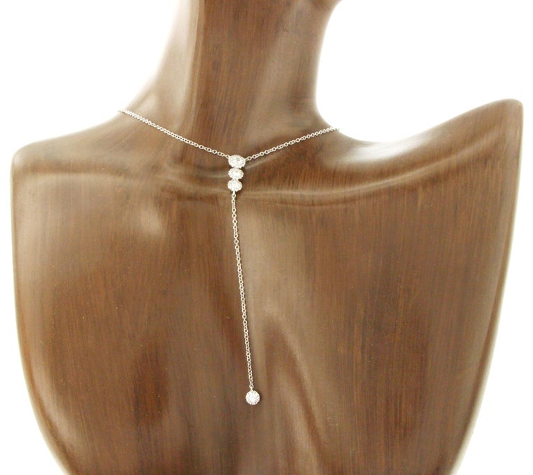 14 Karat White Gold 0.40 Carat Diamonds Drop Chain Necklace For Sale at ...