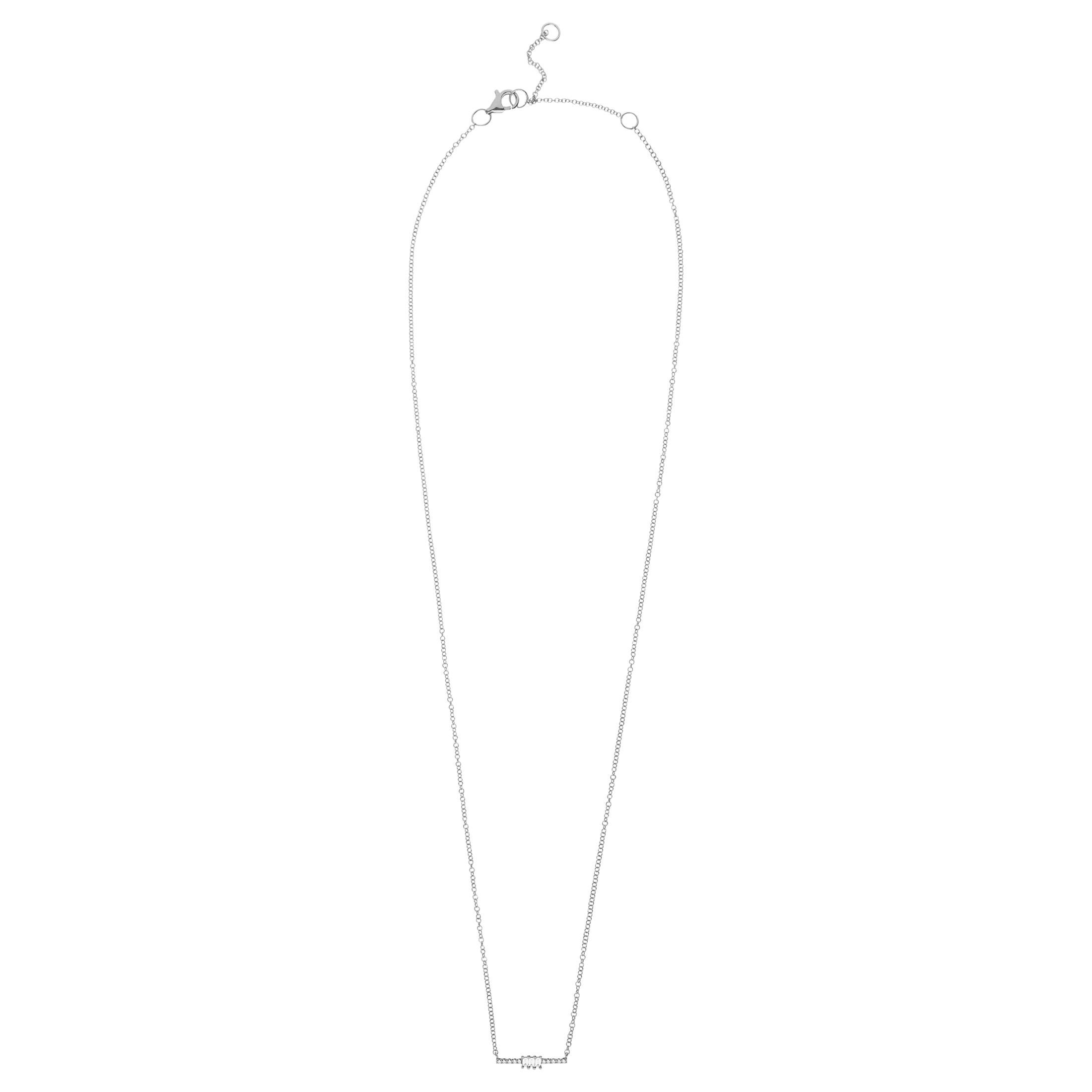 0.29 Carat Baguette Bar Chain Necklace 14 Karat White Gold For Sale at ...