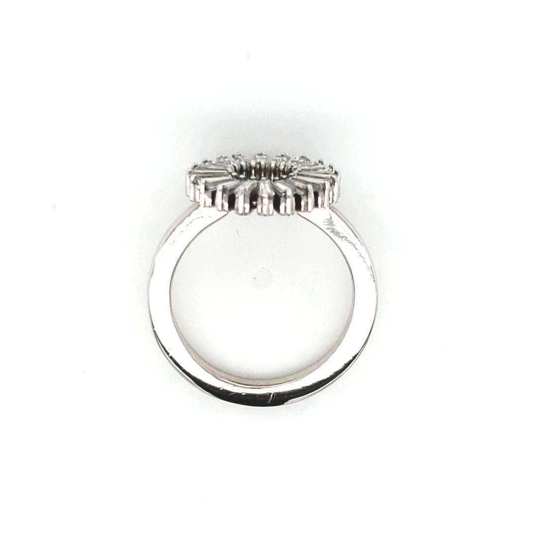 14 Karat White Gold 1.20 Carat Natural Diamond Baguette Ring Size 6.5 ...