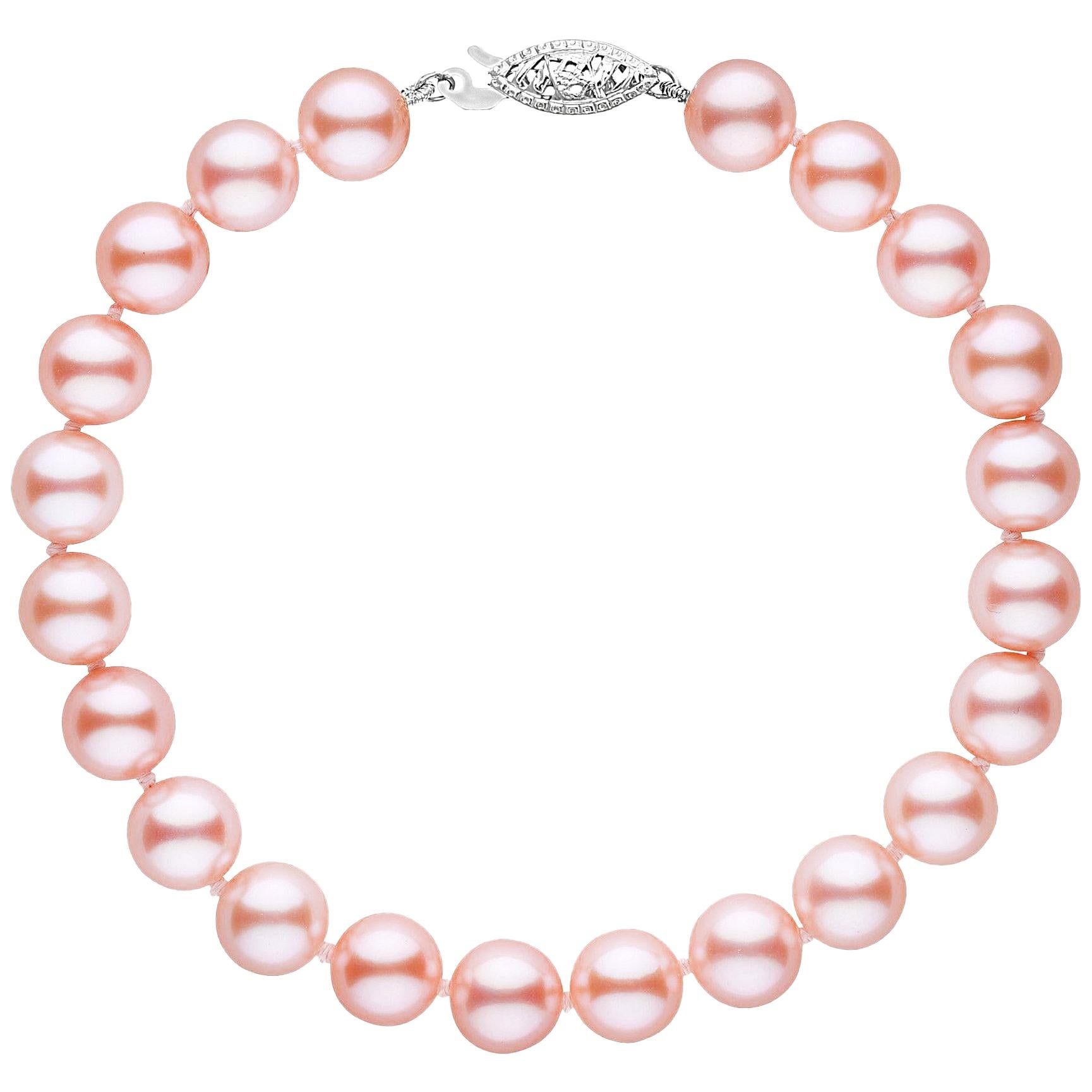 14 Karat White Gold And Cultured Freshwater Natural Pink Color Pearl