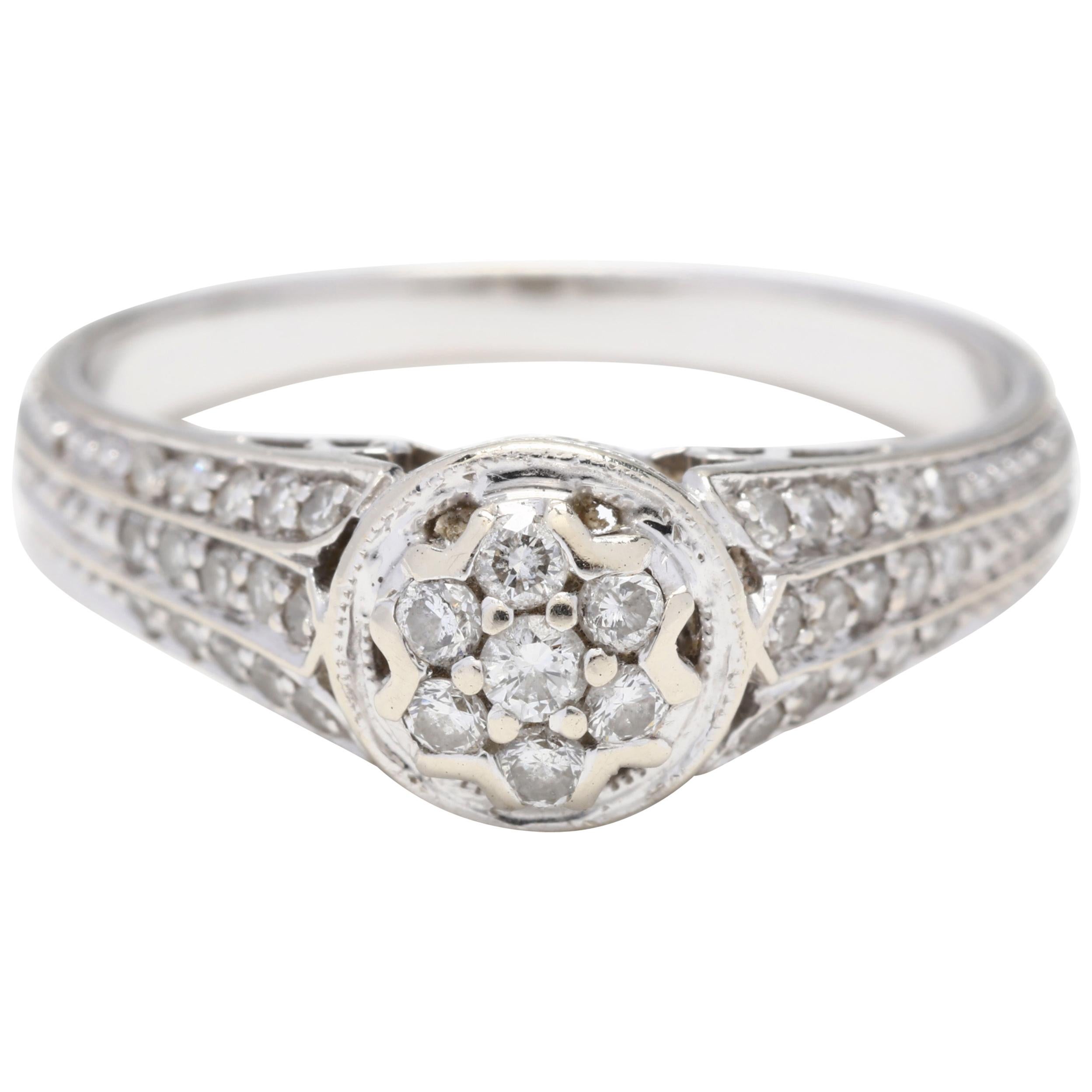 Thirteen Diamond White Gold Ring at 1stDibs
