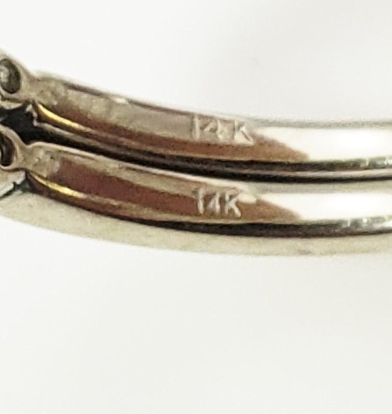 14 Karat White Gold and Diamond Double Band Ring For Sale at 1stDibs