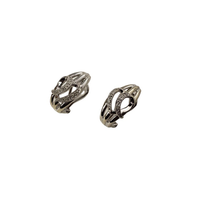 14 Karat White Gold and Diamond Earrings For Sale at 1stDibs