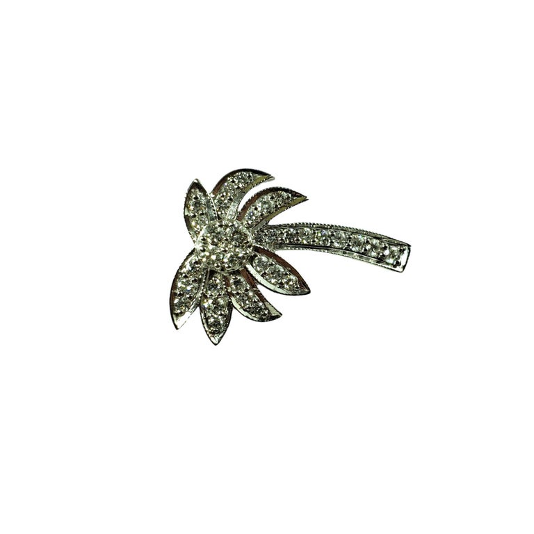 14 Karat White Gold and Diamond Palm Tree Pendant For Sale at 1stDibs