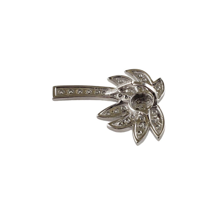 14 Karat White Gold and Diamond Palm Tree Pendant For Sale at 1stDibs