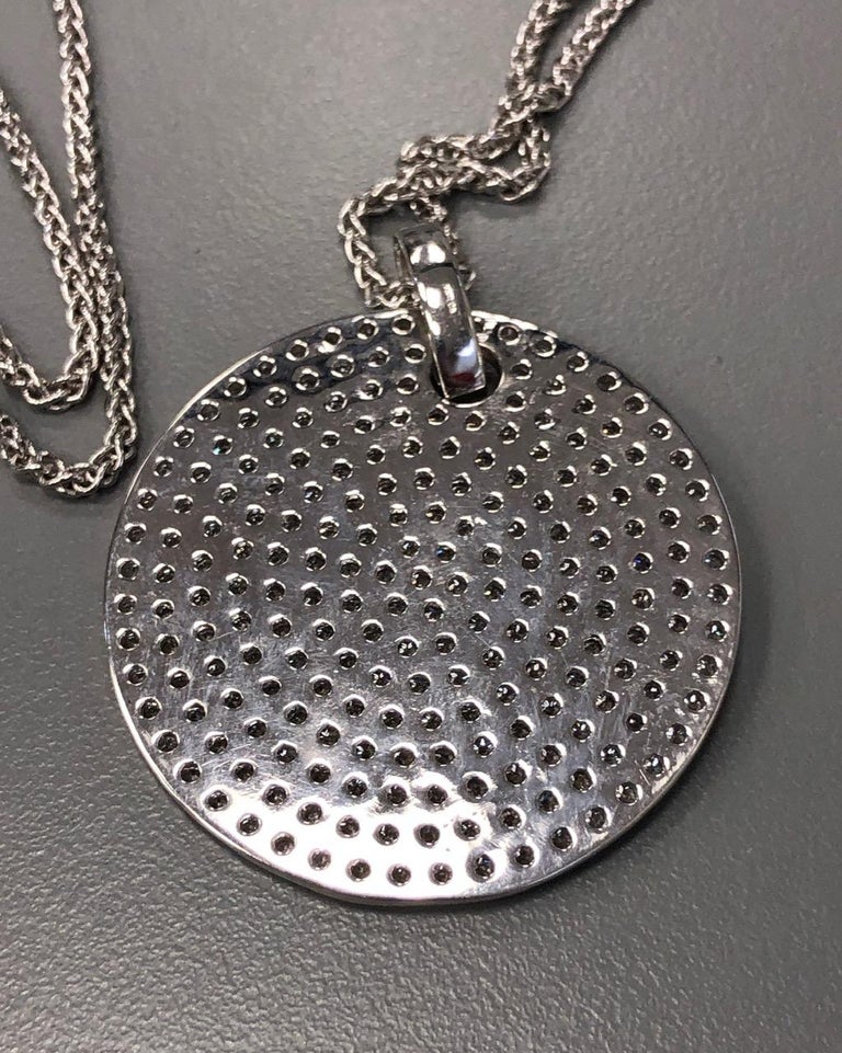 14 Karat White Gold and Diamond Pave Disc at 1stDibs