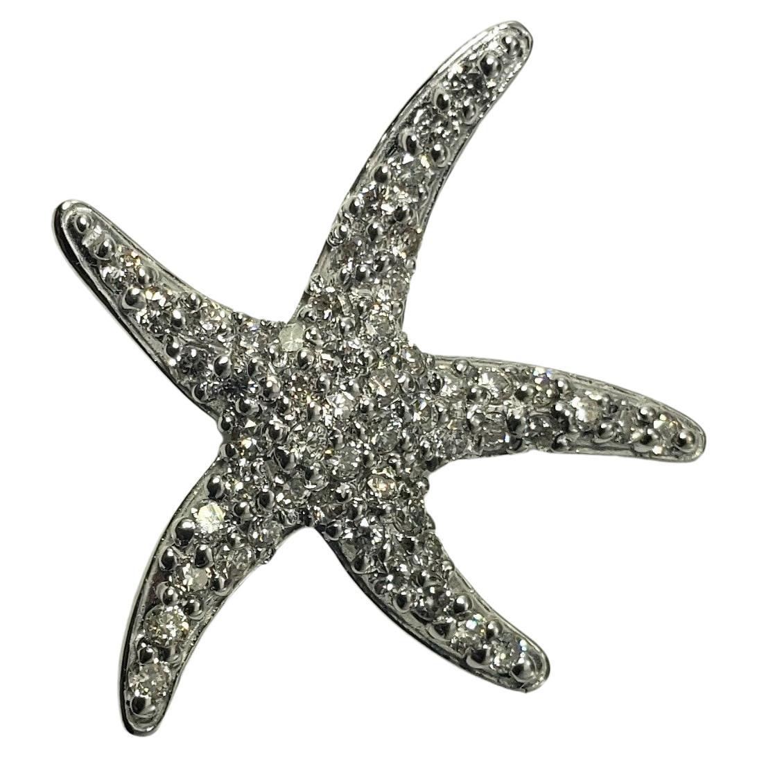 14 Karat White Gold and Diamond Starfish Pendant For Sale at 1stDibs