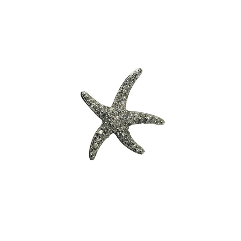 14 Karat White Gold and Diamond Starfish Pendant For Sale at 1stDibs
