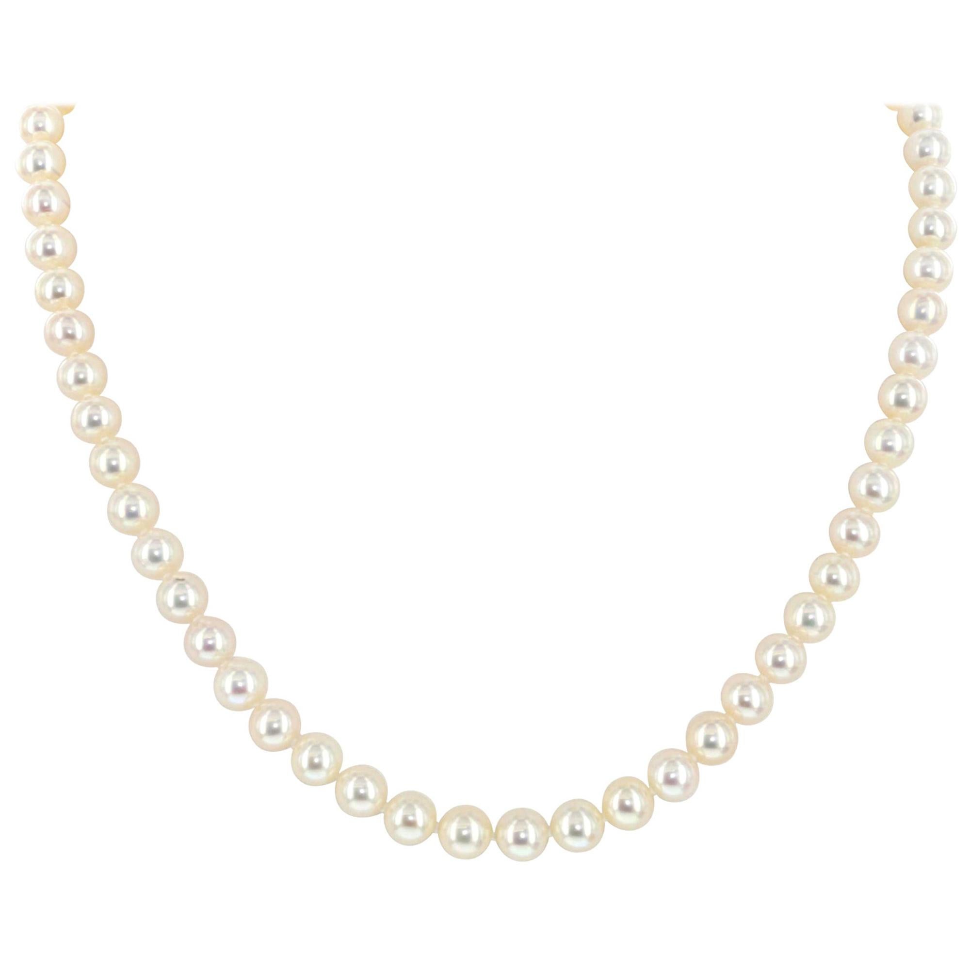 14 Karat White Gold And Freshwater Cultured 6 6 5mm Pearl Necklace For