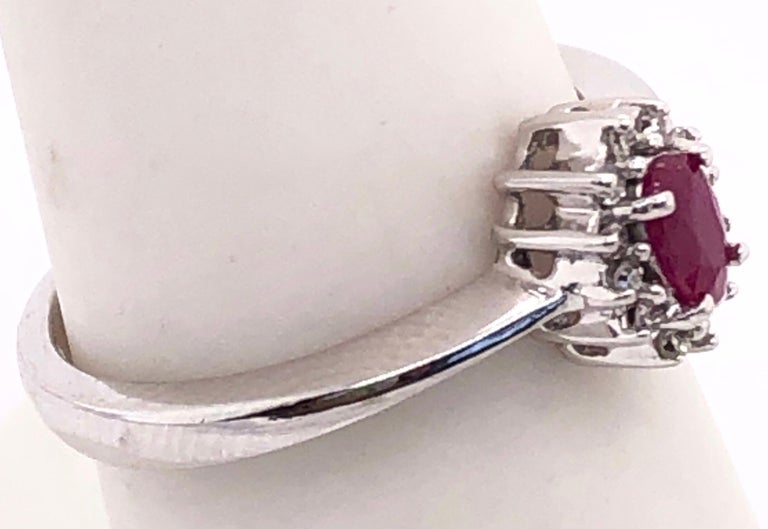 14 Karat White Gold and Ruby Ring Surrounded by Diamonds For Sale at ...