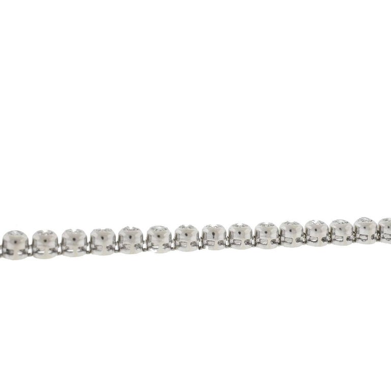 14 Karat White Gold Bezel Set Diamond Tennis Bracelet For Sale at 1stDibs