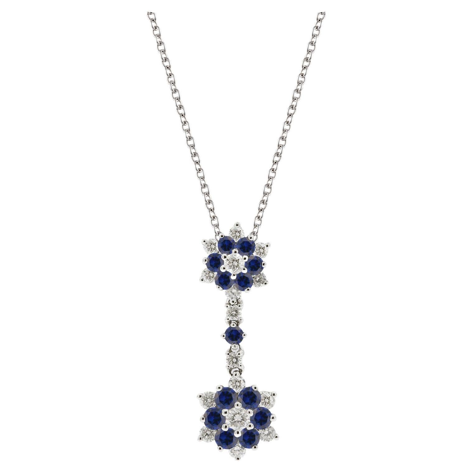 Diamond and Sapphire Flower Pendant at 1stDibs