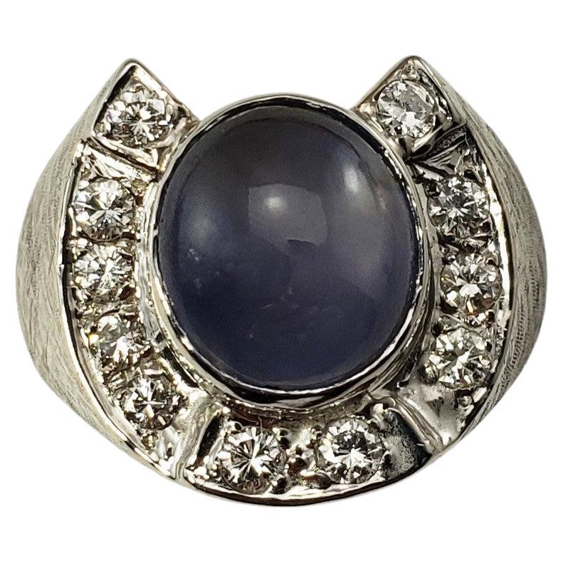 14 Karat White Gold Star Sapphire Ring Size 4.75 at 1stDibs