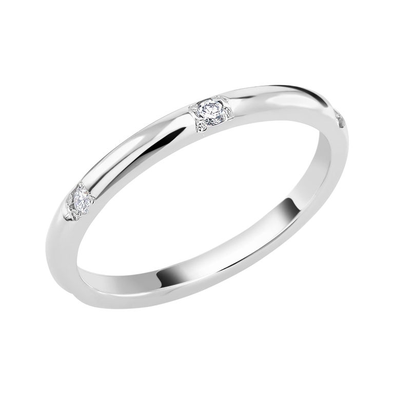 14 Karat White Gold Burnish Set Diamond Eternity Ring For Sale at 1stDibs