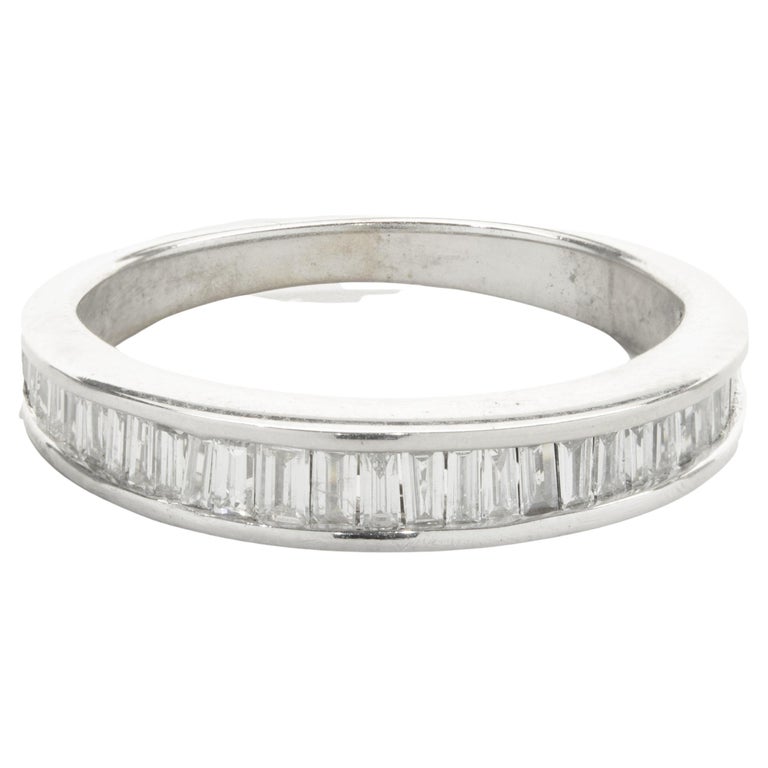 14 Karat White Gold Channel Set Baguette Cut Diamond Band For Sale at ...