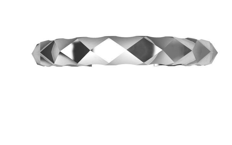 14 Karat White Gold Concave Rhombus Unisex Cuff Bracelet For Sale at 1stDibs