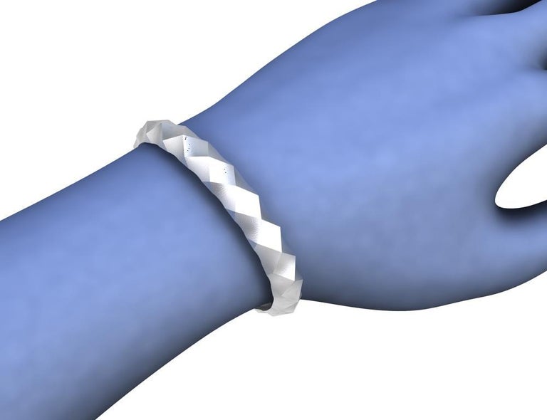 14 Karat White Gold Concave Rhombus Unisex Cuff Bracelet For Sale at ...