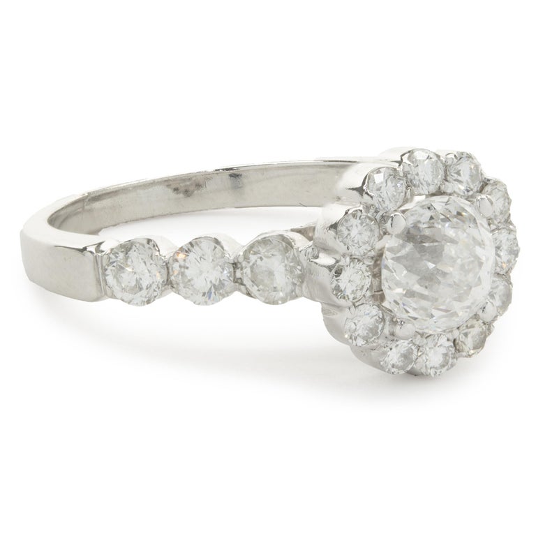 14 Karat White Gold Crown of Light Diamond Engagement Ring For Sale at ...