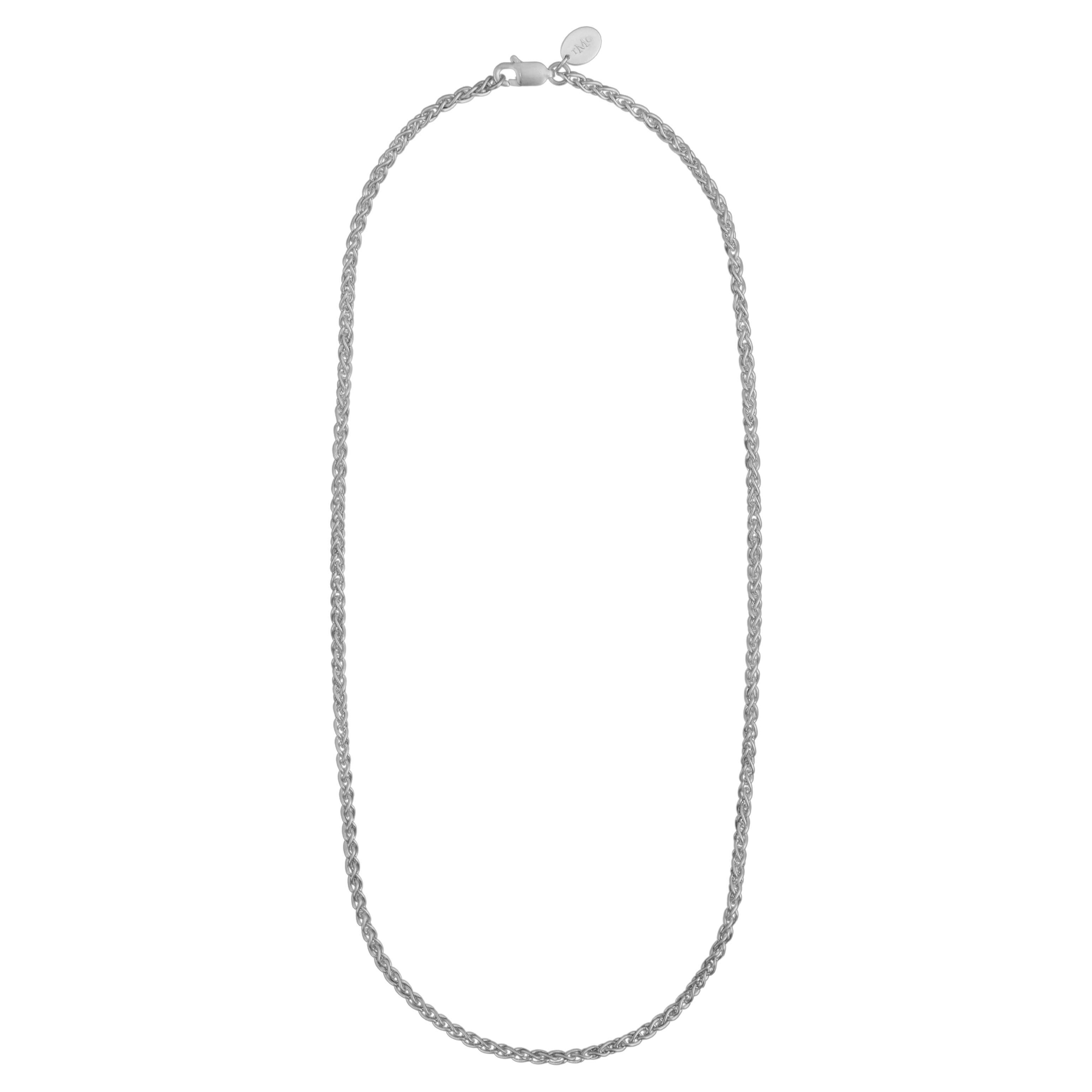 14 Karat White Gold Delicate Woven Chain Necklace For Sale at 1stDibs