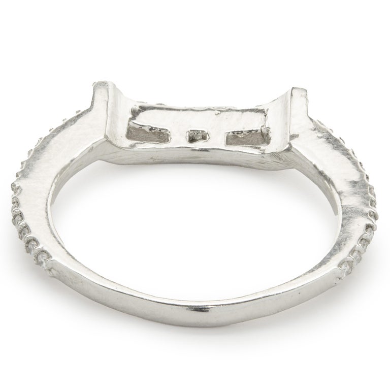 14 Karat White Gold Diamond Contour Band For Sale at 1stDibs