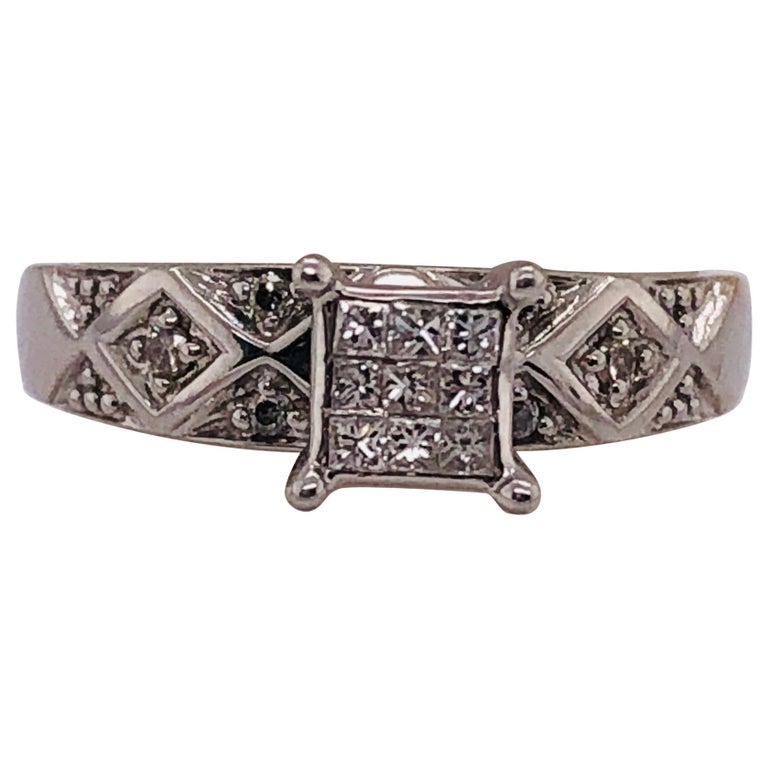 14 Karat White Gold Diamond Engagement Ring Wedding Band Stack Ring For ...