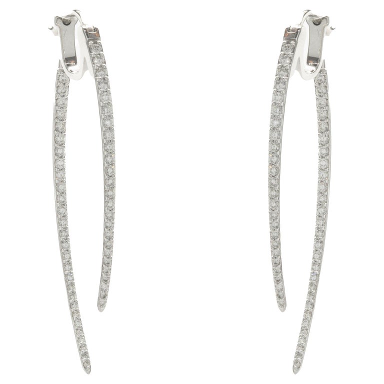 14 Karat White Gold Diamond Front Back Spear Drop Earrings For Sale at ...