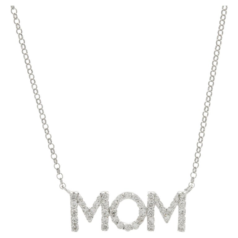 14 Karat White Gold Diamond Mum Necklace For Sale at 1stDibs