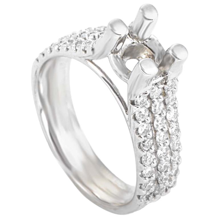 14 Karat White Gold Diamond Mounting Ring LBD-0677323 at 1stDibs