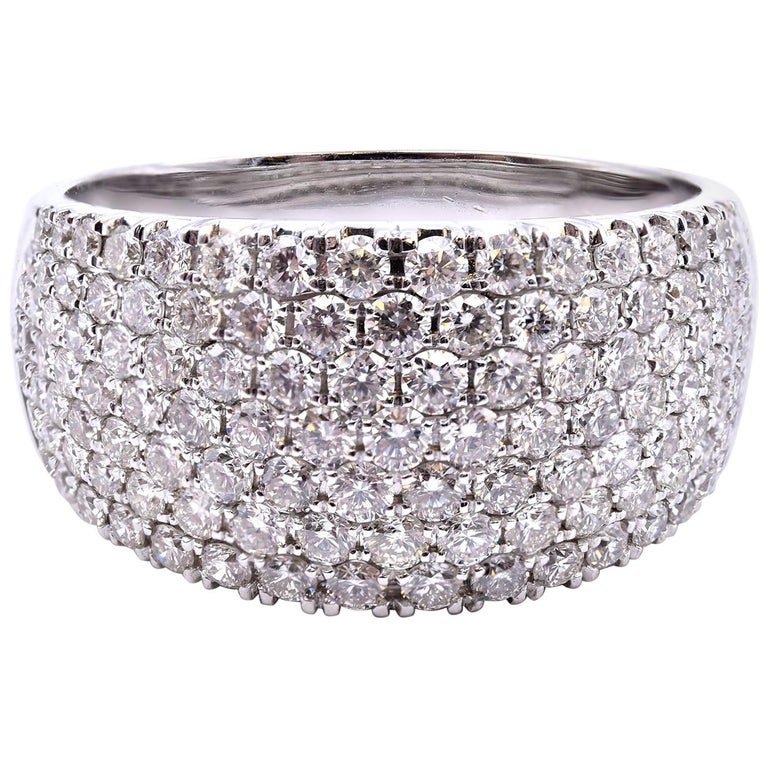 14 Karat White Gold Diamond Pave Cigar Band at 1stDibs | pave diamond ...