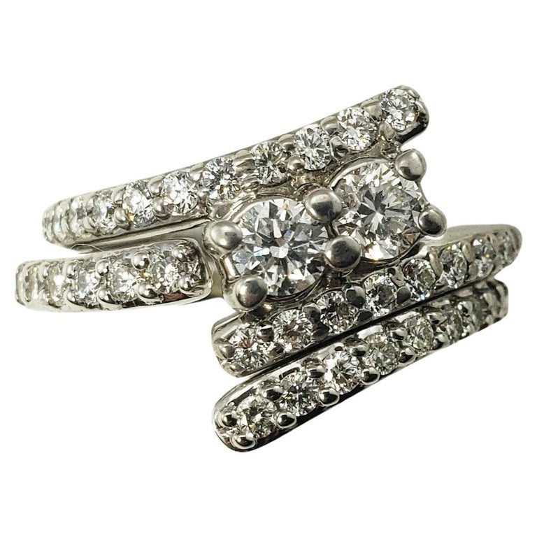14 Karat White Gold Diamond Ring and Enhancer Band For Sale at 1stDibs