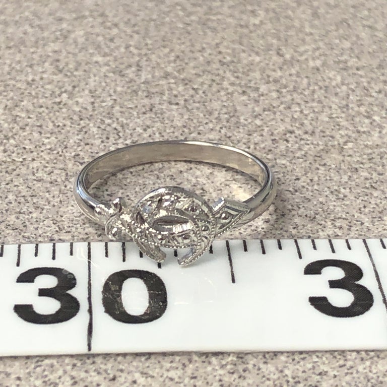 14 Karat White Gold Diamond Scimitar Ring For Sale at 1stDibs