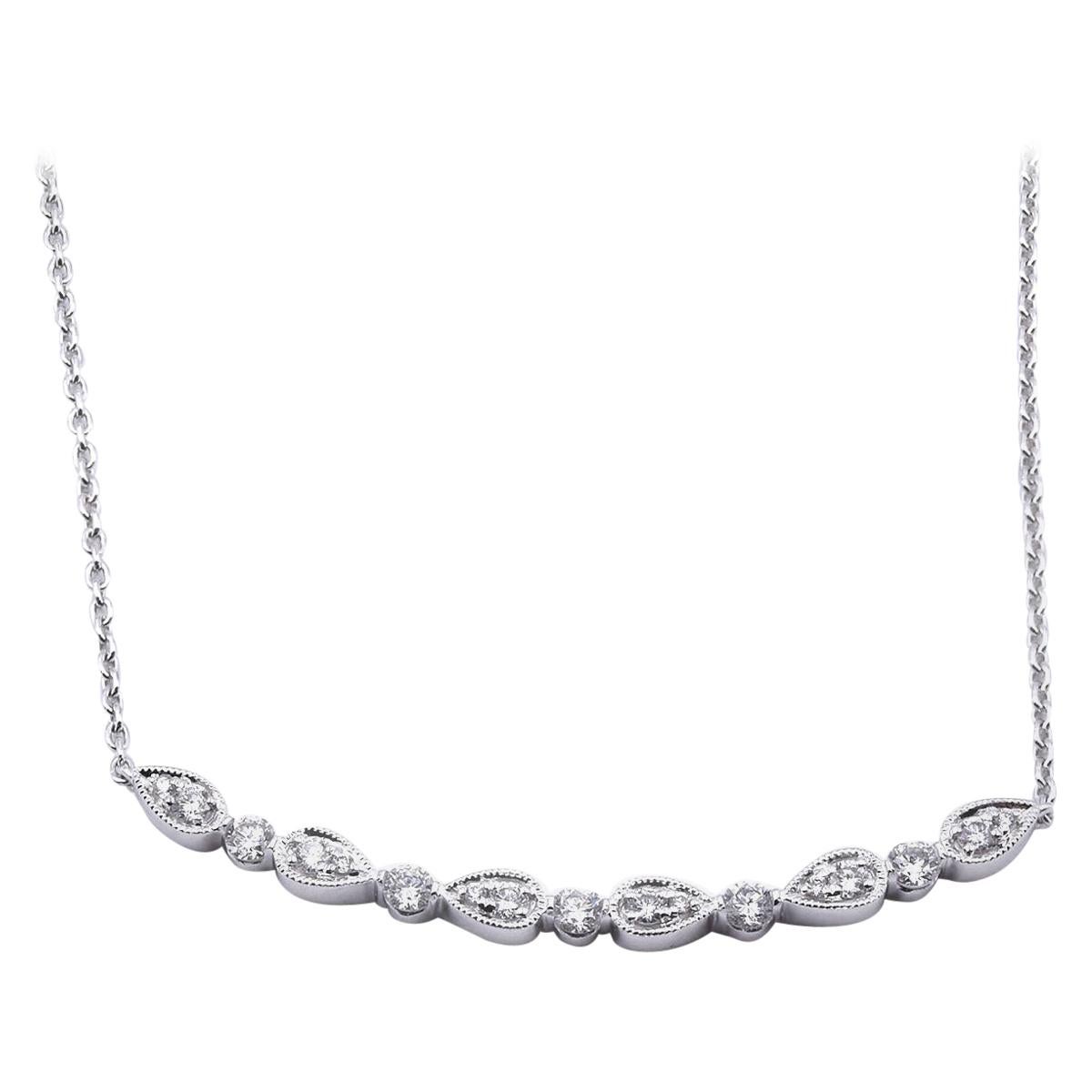 18 Karat White Gold Diamond Smile Necklace at 1stDibs