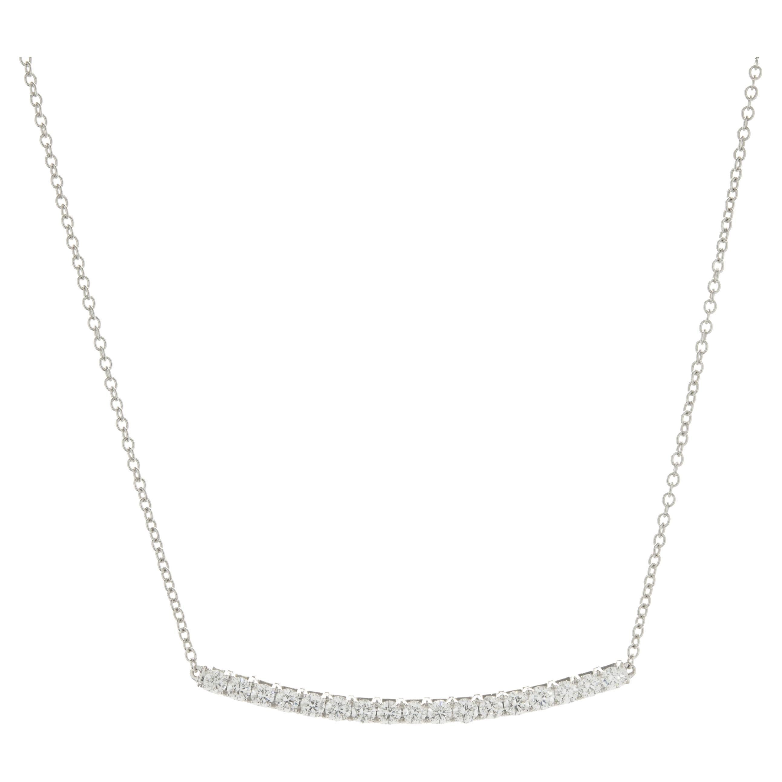 14 Karat White Gold Diamond Smile Necklace For Sale at 1stDibs