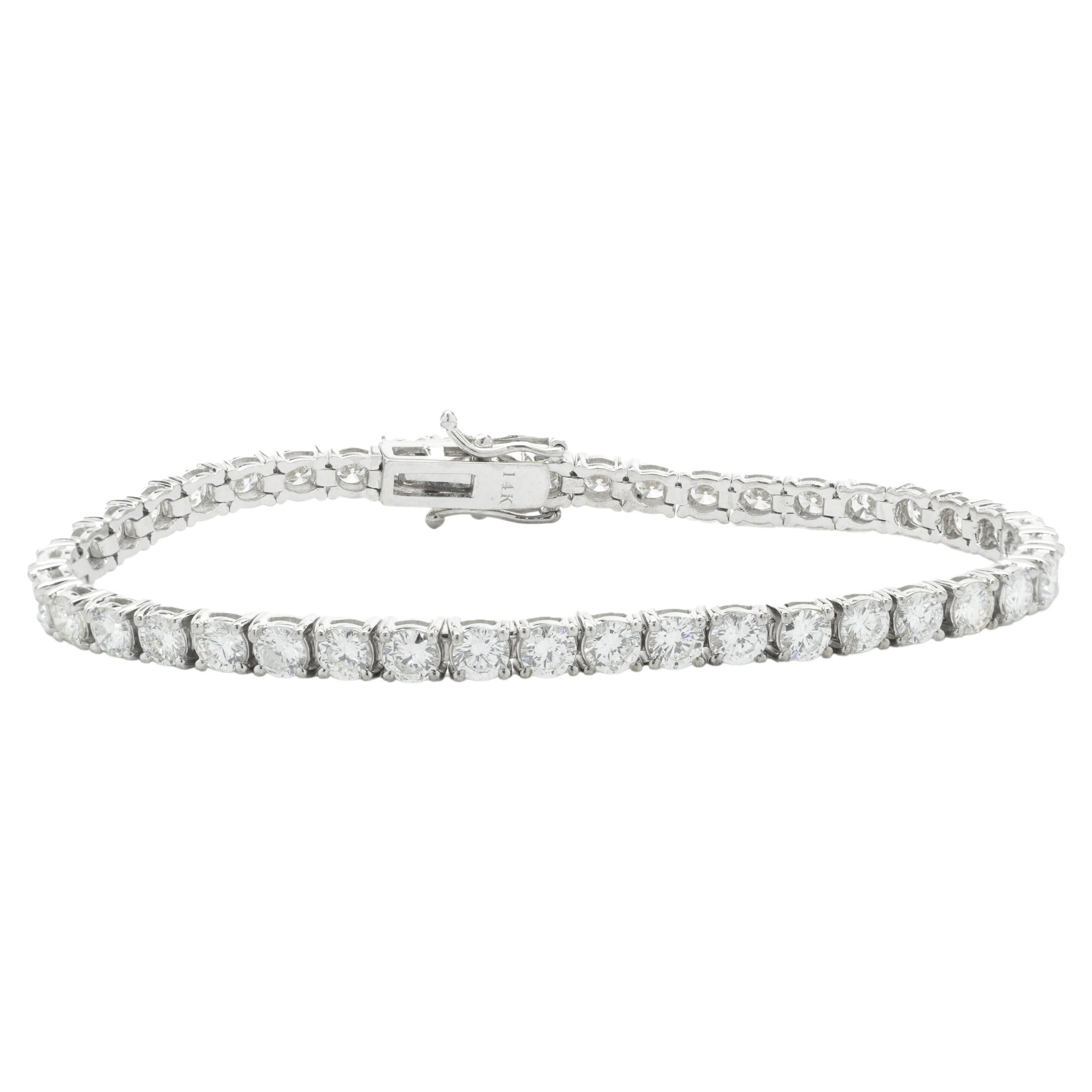 14 Karat White Gold Two-Row Diamond Tennis Bracelet at 1stDibs | diamond tennis bracelet sale ...