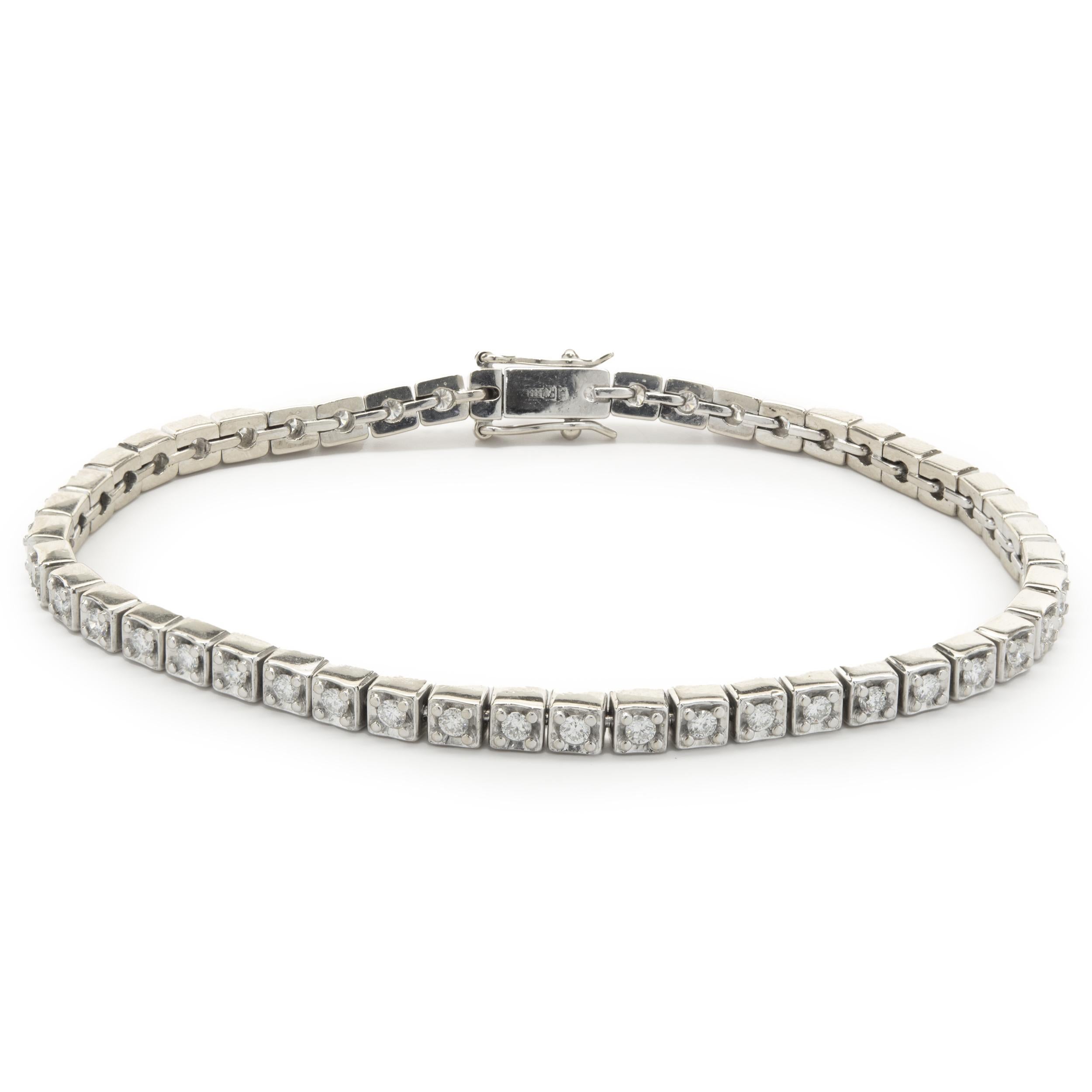 14 Karat White Gold Diamond Tennis Bracelet For Sale At 1stdibs