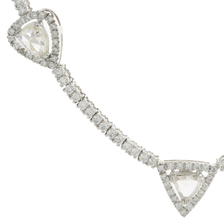 14 Karat White Gold Diamond Tennis Necklace with Rose Cut Diamond ...